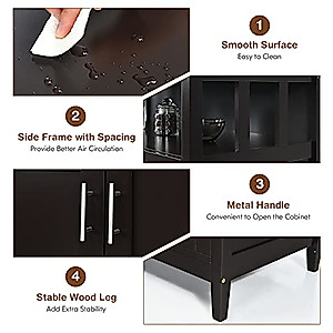 Costzon Buffet Cabinet with Storage, 45"L x 20"D x 36"H Large Wooden Kitchen Sideboard with 2-Level Shelf, Open Doors, Coffee Station Side Boards for Living Room, Home Coffee Bar, Bathroom (Espresso)