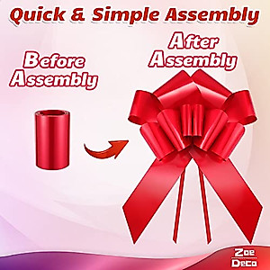Zoe Deco Big Car Bow (Red, 30 inch), Gift Bows, Giant Bow for Car, Birthday Bow, Huge Car Bow, Car Bows, Big Red Bow, Bows for Gifts, Christmas Bows for Cars, Big Gift Bow, Party Bow