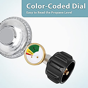 SHINESTAR 5FT Propane Regulator and Hose with Gauge, Fit for Propane Patio Heater, Fire Pit, Weber Grill and More, Stainless Braided