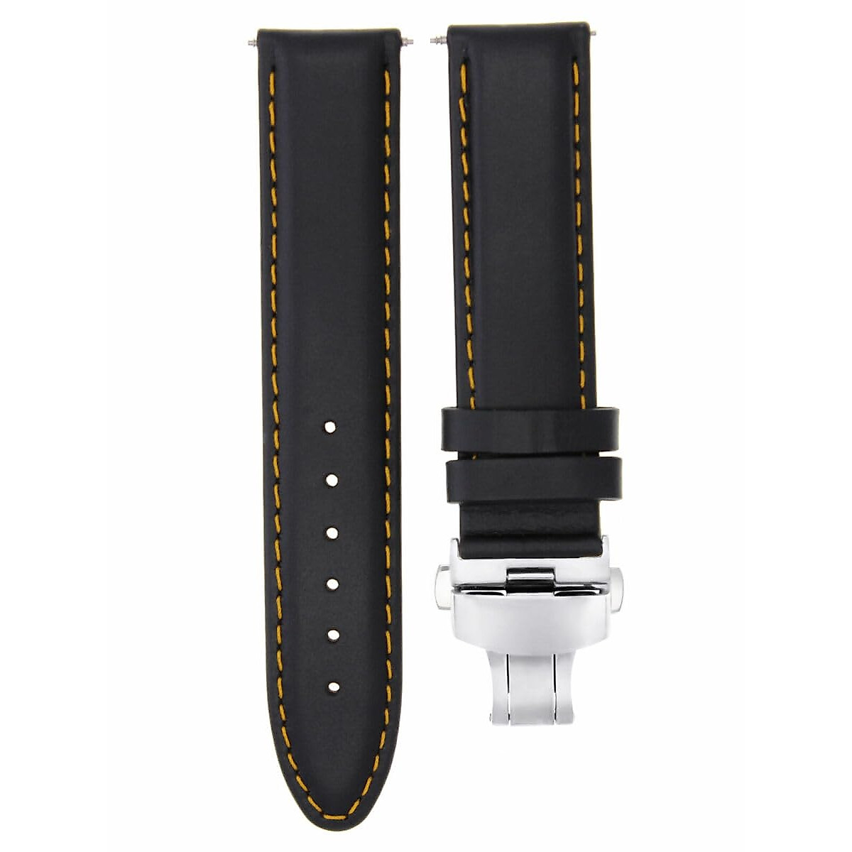 Ewatchparts 20MM SMOOTH LEATHER WATCH BAND STRAP DEPLOYMENT BUCKLE CLASP COMPATIBLE WITH IWC BLACK OS