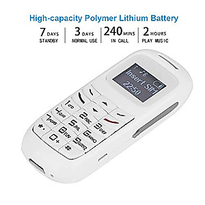 ASHATA Mini Small Mobile Cell Phone, Mini Mobile Cell Phone Mini Mobile Phone Bluetooth Dialer with Headset Cellphone Earphone Ear Hook Support SIM, Mp3, Long Standby Time(White)