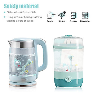 SHARE&CARE BPA Free Silicone Giraffe Baby Teether Toy with Storage Case, for 3 Months Above Infant Sore Gums Pain Relief and Baby Shower, Baby Teething Toys (Blue)