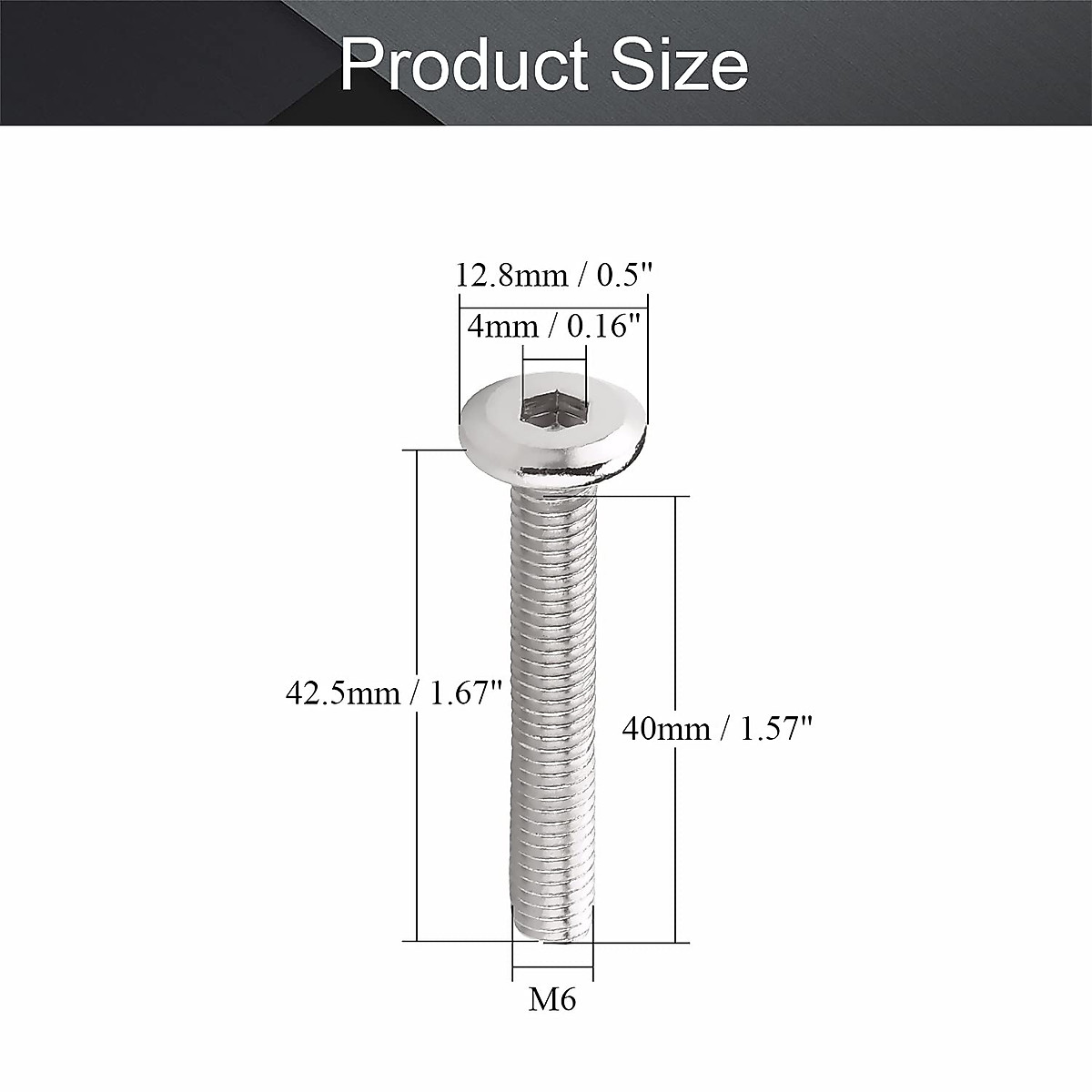 MroMax 20Pcs M6 x 40mm Flat Head Hex Socket Cap Screws Bolts, Nickel Plated Carbon Steel Fully Threaded Furniture Screws for Assemble Cabinets, Baby Beds, Tables and Chairs