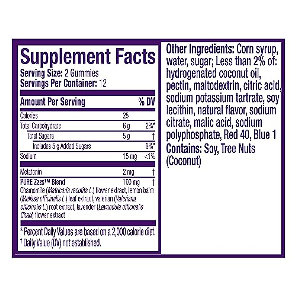 ZzzQuil PURE Zzzs Melatonin Gummies, Sleep Aid, Melatonin 2mg, with Chamomile & Lavender, Melatonin Sleep Gummies, Sleep Aids for Adults, Wildberry Vanilla Flavored, 24 Sleep Gummies