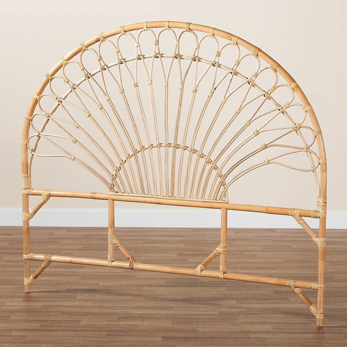 Baxton Studio Devereaux Natural Rattan Standalone Headboard, King