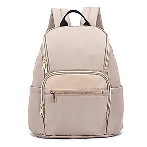 Kah&Kee Backpack Purse for Women Medium Size With Multi-Pocket Nylon Water-Resistant (Beige)