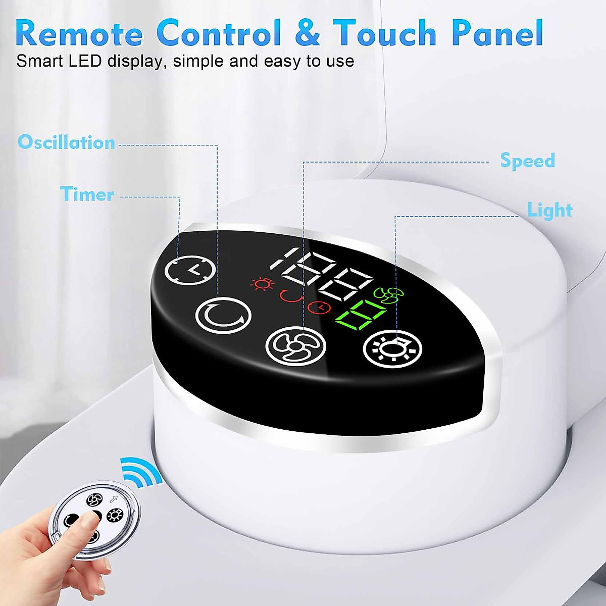 TDONE 8 Inch Clip on Fan, 10000mAh Battery Operated Desk Fan With 9 Speeds, Auto Oscillation Rechargeable Camping Fan With Atmosphere Light and Remote, USB-C Powered Fan for Office Desktop Outdoor