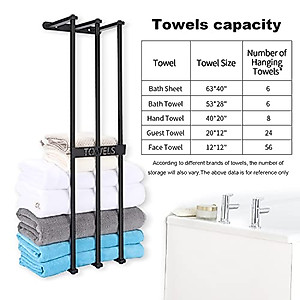 Towel Rack Wall Mounted, Towel Holder for Bathroom Wall, Minimalist Design for 3 Bar Towel Racks, for Bathroom, Camper Vans and Camper，for Folded Large Towel – Black