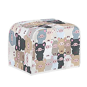 Yuuxorilu Cute Pig Toaster Cover Kitchen Toaster Covers Universal Size 2 Slice Bread Toaster Cover Protection Stain Resistant Dustproof Bread Maker Covers for Womens