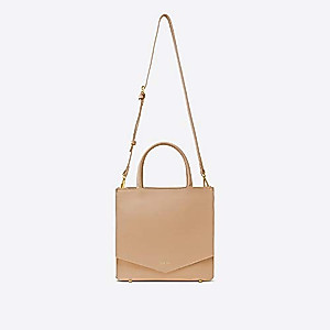 Pixie Mood Caitlin 11 x 9.5 Vegan Leather Small Convertible Crossbody Tote Bag, Sand