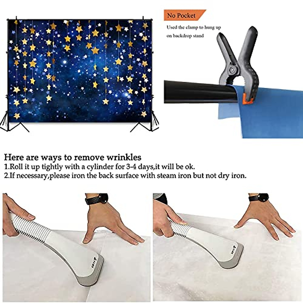 Twinkle Twinkle Littler Star Backdrops Navy Blue Galaxy Starry Sky Gold Glitter Little Star Photography Background Adults Kids Birthday Party Decor Baby Shower Backdrop Starry Backdrop7x5ft (Blue)