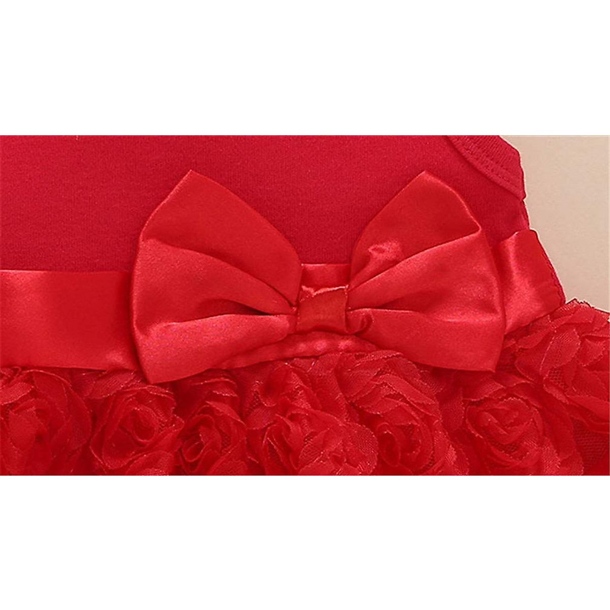 Niyage Baby Girls Clothes Dress Headband Shoes 3 Pcs Set Flowers Party Outfit Floral Dress-Red 0-3 Months