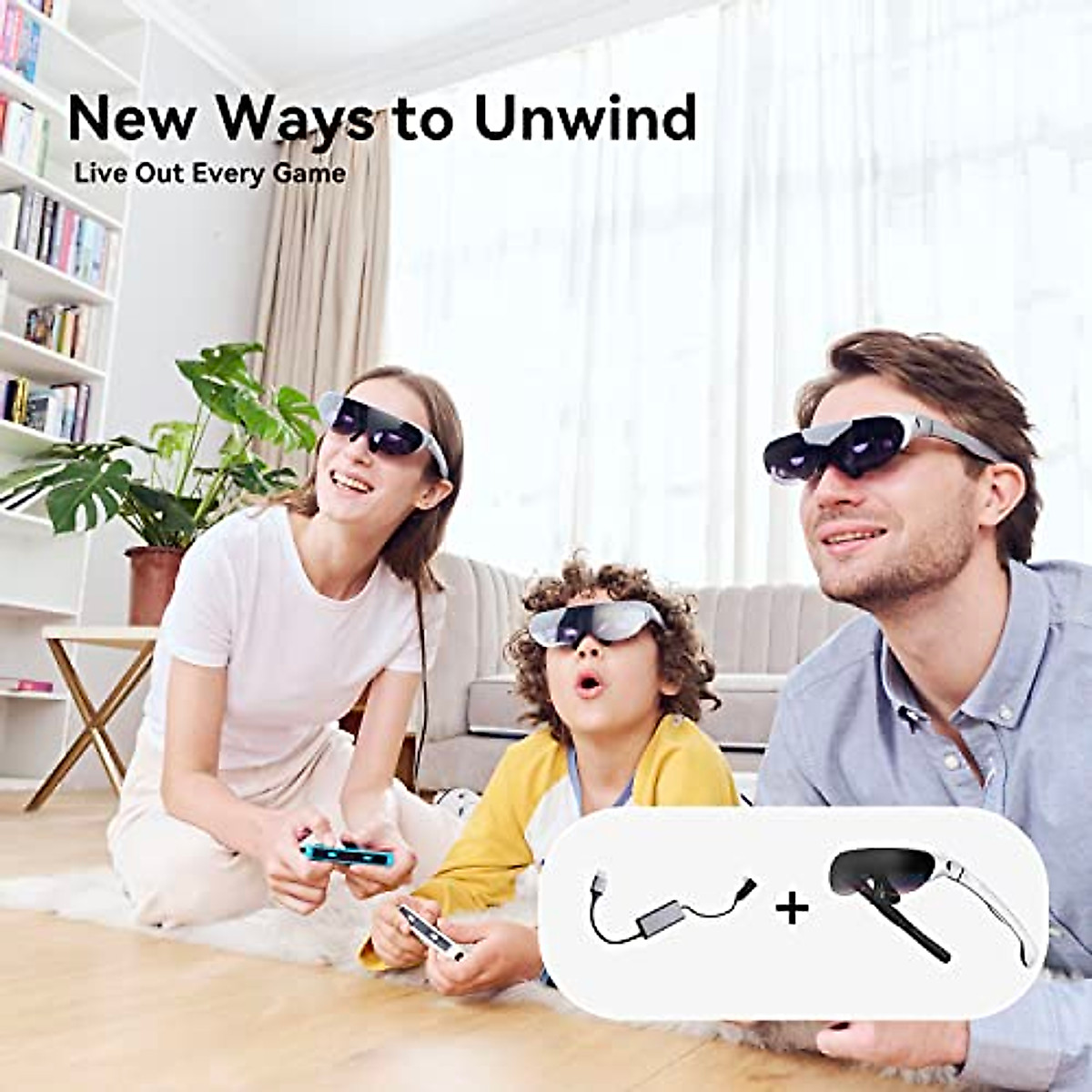 Rokid Air AR Glasses, Myopia Friendly Pocket-Sized Yet Massive 120"" Screen with 1080P OLED Dual Display, 43°FoV, 55PPD