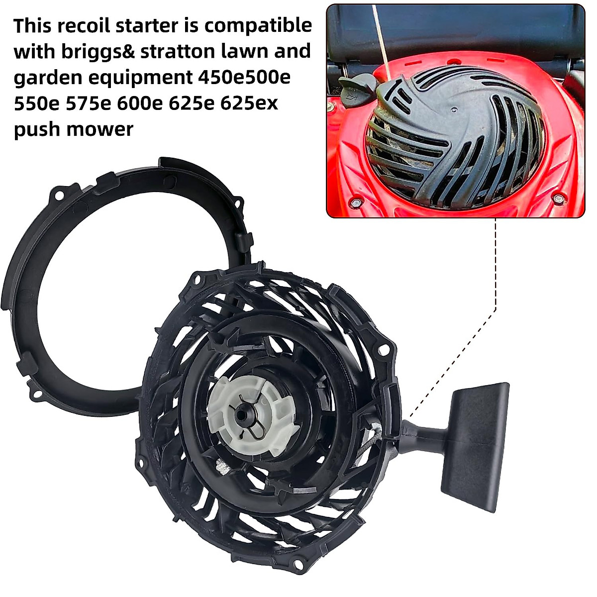 shiosheng 591139 593961 Pull Recoil Starter for B & S 590588 593959 595355 Engines Lawn Mower 500E Pull Start Assembly Replacement Parts