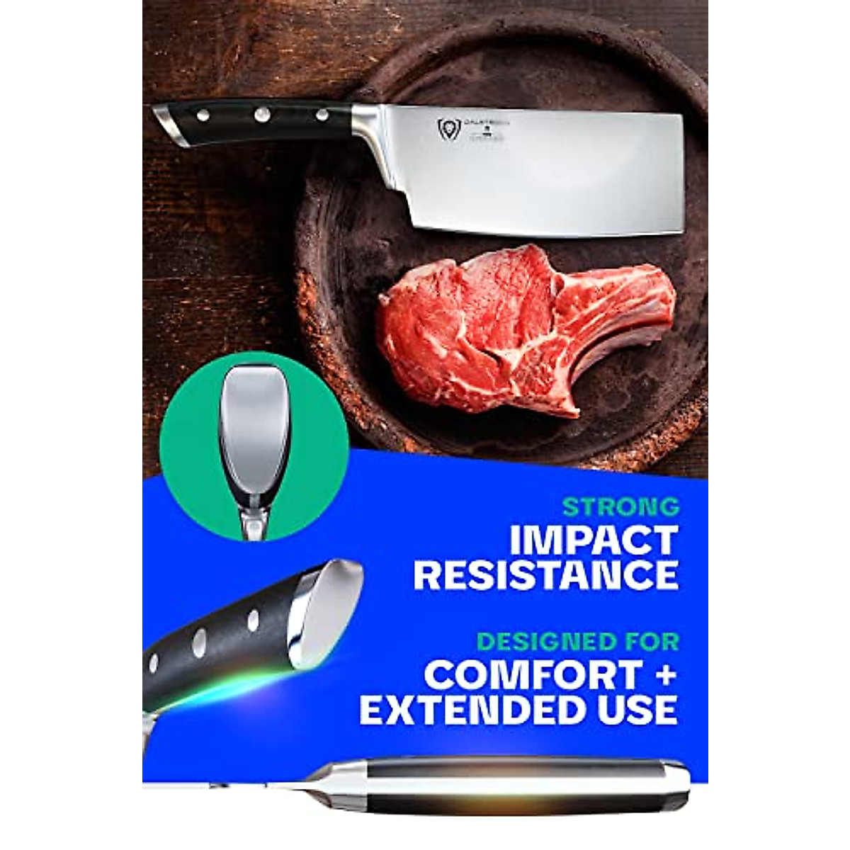 DALSTRONG Meat Cleaver Knife - 7 inch - Gladiator Series - Heavy Duty - Razor Sharp - Forged High Carbon German Steel Kitchen Knife - Black G10 Handle - Butcher, Bone - Sheath Included - NSF Certified