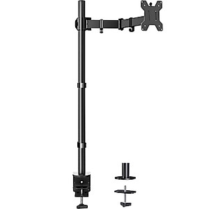 HUANUO Single Monitor Stand Desk Mount, Extra Tall 39 Inch Fully Adjustable Stand Computer Mount for 13-32 In Screen, Ultra Wide Screen to 35in, Monitor Arm Holds up to 22lbs with C Clamp/Grommet Base