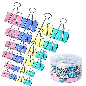 140pcs Binder Paper Clips Assorted Sizes, Binder Paper Clamps Office Supplies Clips for Paperwork, School, Home, Large Medium Small Paperclips Set with Box, Multicolor