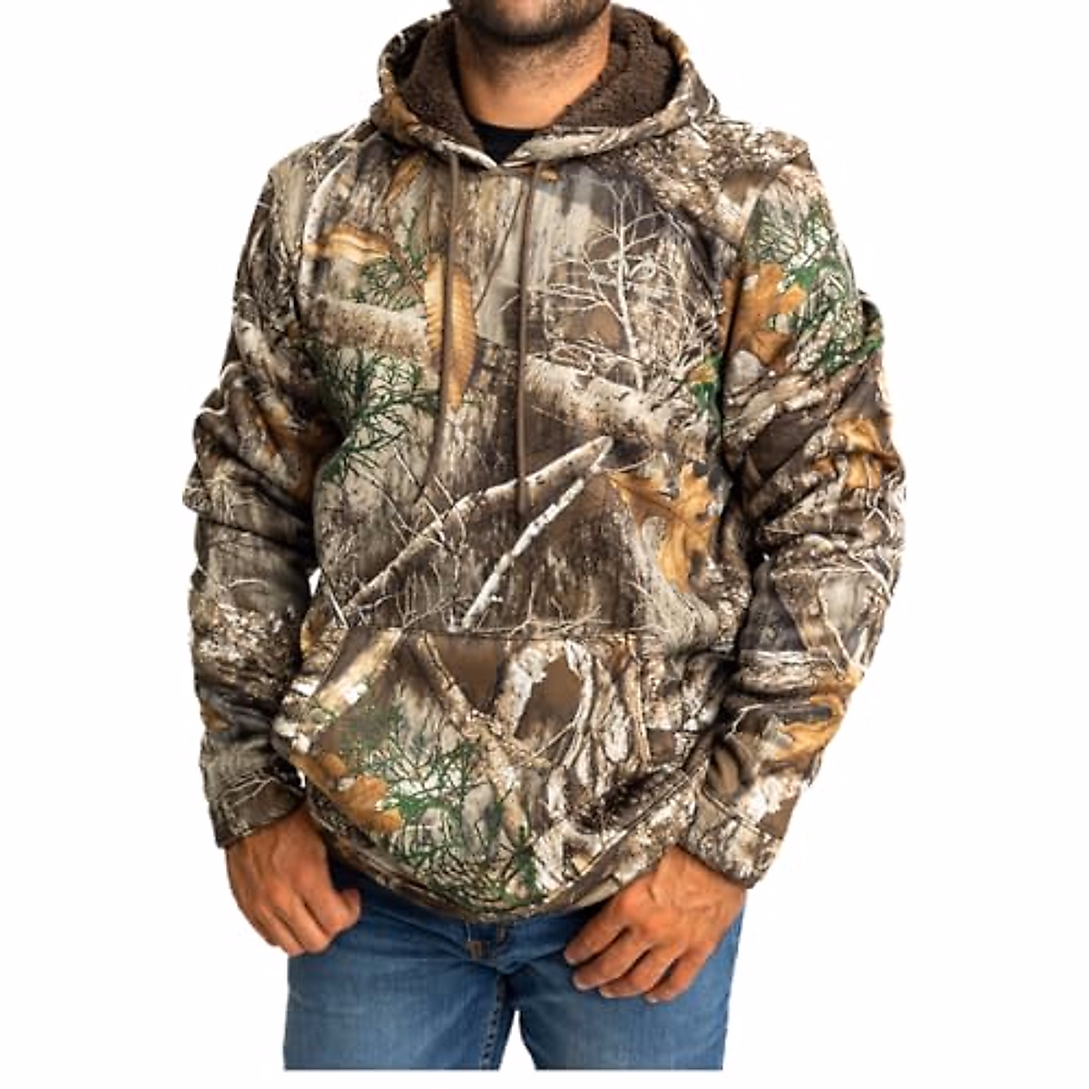 Realtree Men's Camo High Pile Fleece Vest Jacket for Hunting, Hiking and Climbing (US, Alpha, Large, Regular, Regular, Edge | Sherpa)