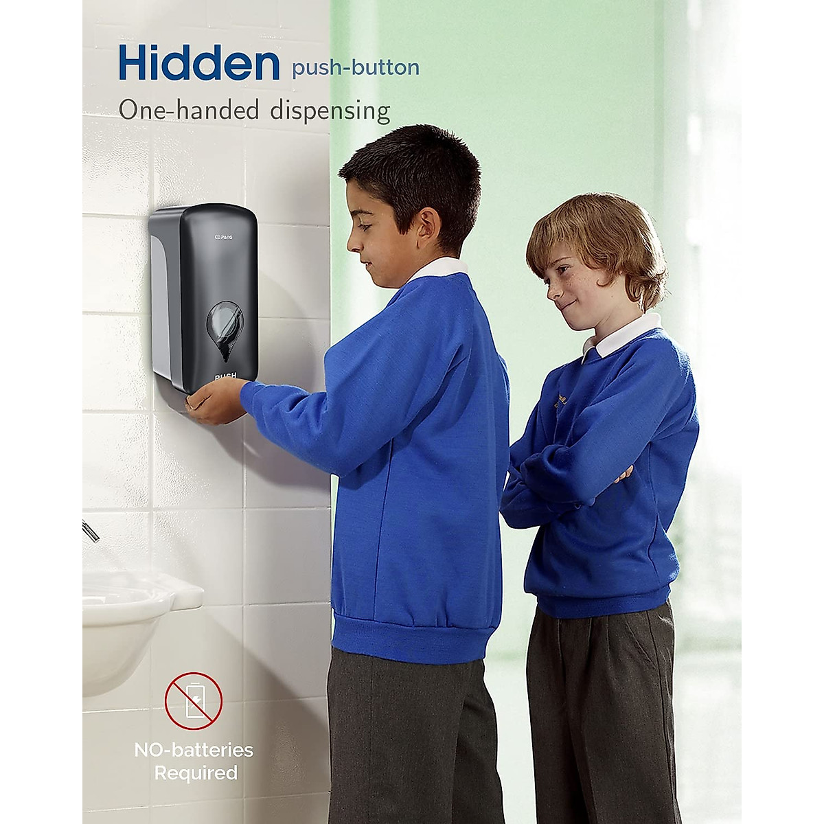 Manual Foaming Soap Dispenser, 35 oz (1000ml) Refillable Wall-Mount Foam Hand Soap Dispenser-Dark Grey, CD.PANG