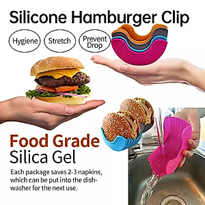 Burger Holder Take It 4 Pack Retractile Retractable Reusable Hamburger Sandwich Burger Holders | Hygienic Silicone Holder | No Mess Container | Burger Holder