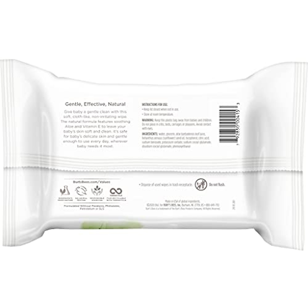 Burt's Bees Baby Chlorine-Free Wipes, 72 Count (Pack of 1) - Packaging May Vary