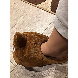 Funny Shoes, Women Plush Slippers Cartoon Shit Home Warm Home Shoes EVA Soled Flat Cute Indoor Furry Cotton Slippers 7 Unisex Slippers