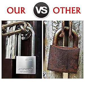 50mm Long Shackle Padlocks for Outdoor Use All Weather Resistant, Alloy Steel Heavy Duty Lock with 4 Keys