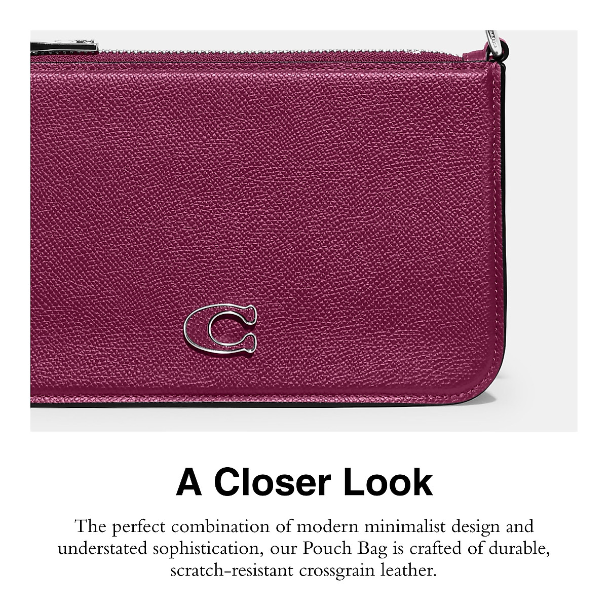 COACH Pouch Bag in Crossgrain Leather, Deep Plum
