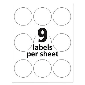 Avery 22830 Round Labels, 2-1/2-Inch, 90/Pk, White