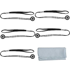 ChromLives 5 Pack Lens Cap Leash Lens Cap Keeper Holder with Microfiber Cleaning Cloth,Prevent Lens Cap Lost Compatible with DSLR SLR Camera Canon/Nikon/Sony/Panasonic/Fujifilm Camera and More