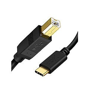 CableCreation USB B to USB C Printer Cable 6.6 FT, USB C to USB B Printer Cable for MacBook Pro, Air, USB C MIDI Cable for Yamaha Casio Digital Piano MIDI Controller DJ Controller, 2M Black