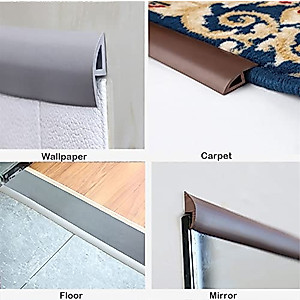 3.2FT Floor Transition Strip Self Adhesive PVC Carpet & Floor Edging Trim Strip PVC Threshold Transitions Suitable for Threshold Height Less Than 0.59inches (Color : Grey)