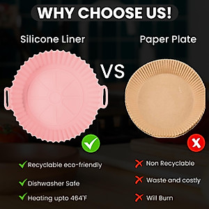 Mava Goods silicone air fryer basket liners, Reusable Air Fryer Silicone liners, pink airfryer silicone Basket Inserts for 3QT-5QT,Reusable Baking Tray Oven Accessories, 2 pack pink