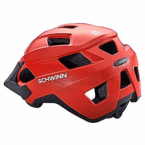 Schwinn Yahara ERT Bike Helmet for Youth Boys and Girls, Ages 8 to 14, Can Fit Head Circumference 54-58 cm, 14 Vents, Removable Visor, Adjustable Fit, Medium Red