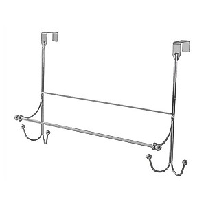 Splash Home Madhu Over The Door Hook Rack Accessory Organizer, 16" x 3" x 12", Satin