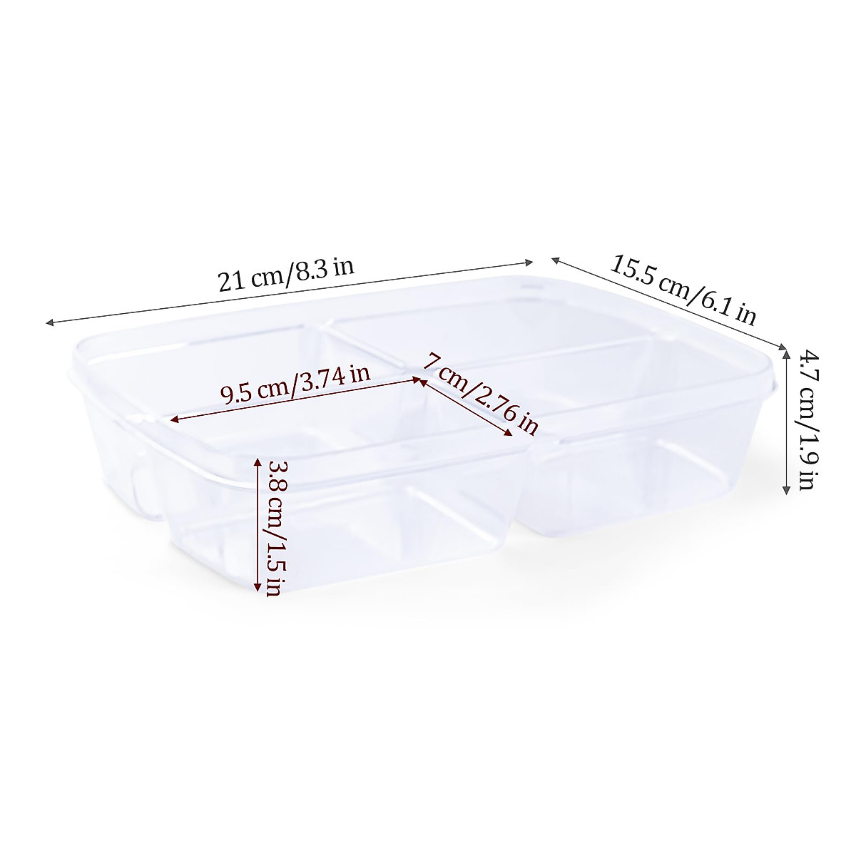 Zuiaso 4 Pcs Reusable 4 Compartment Food Storage Containers with Lids, Food Containers for Storing fruits, Meat, Vegetables.