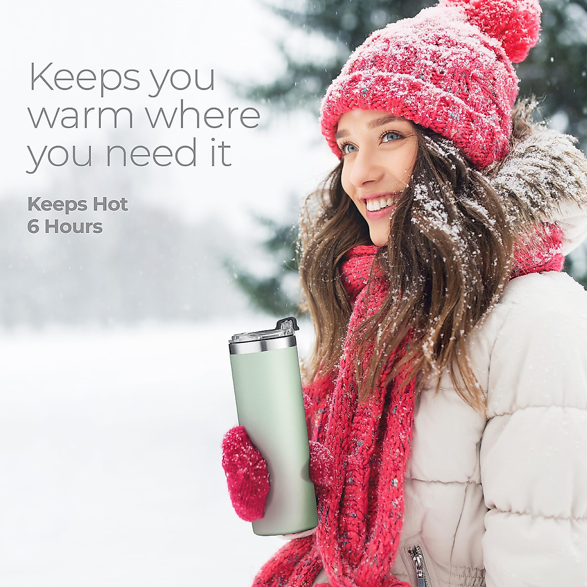 SIPX™ Triple-Insulated Tumblers - 18 Oz. Slim Modern Tumbler With Lid, insulated Cup Keeps Hot For 12 Hours, Stainless Steel Tumbler Made Of Sustainable Material, Coffee Travel Mug For Home & Office