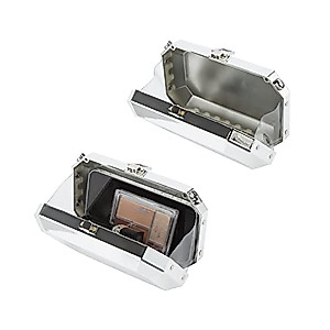 GripIt Mirror Acrylic Bag Box Small Silver Clutch Purses for Women Evening Handbag Crossbody Purses with Chains Party Bag