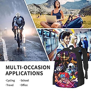 MAPH Fri-day Ni-ght Fun-kin Backpack Travel Laptop Backpacks Large Capacity Multifunction Adjustable Straps Daypack Fashion Classical Basic Bag For Game Fans Gifts
