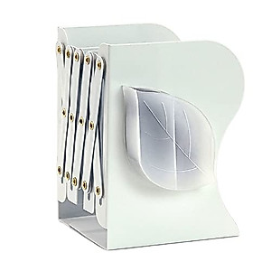 SZYAWsd File Sorters Cute Retractable Bookends for Shelves Book Support Stand Adjustable Bookshelf with Pen Holder Desk Organizer Office Accessories (Color : White)