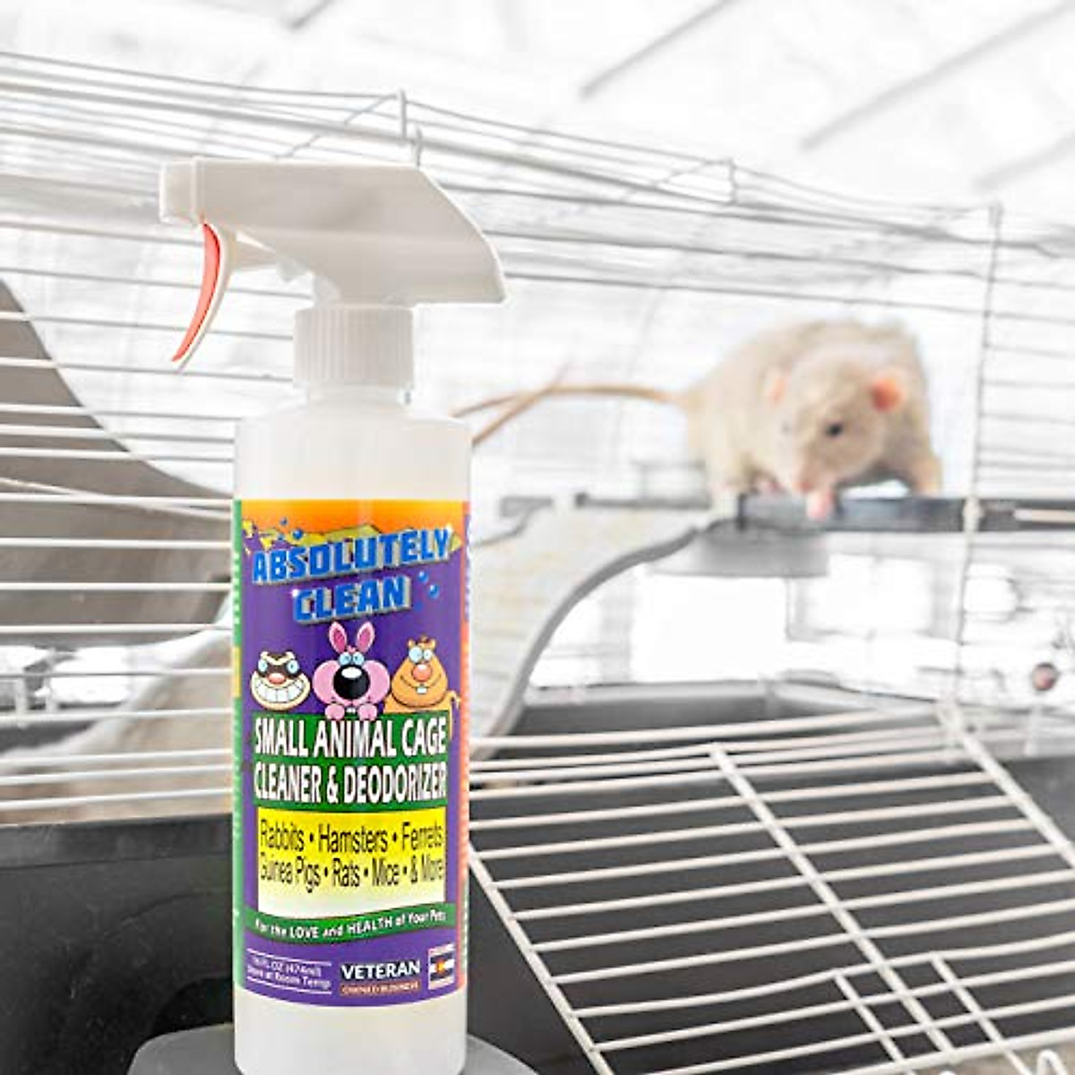 Amazing Small Animal Cage Cleaner, Just Spray/Wipe, Easily Removes Messes & Odors - Hamster Cages, Mice, Rat Cage, Guinea Pig Cage, Rabbit Cage, Ferret Cage, Dog Cage - USA Made