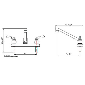Pacific Bay PB-K14CP Kitchen Sink Faucet with Classic Levers - Metallic Plating Over ABS Plastic (Polished Chrome)