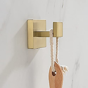 SISEHO Bathroom Towel Hook Brushed Nickel SUS304 Stainless Steel Heavy-Duty Bathrobe Coat Coat Hook Suitable for Kitchen Outdoor Modern Hotel Square Wall-Mounted 2-Piece