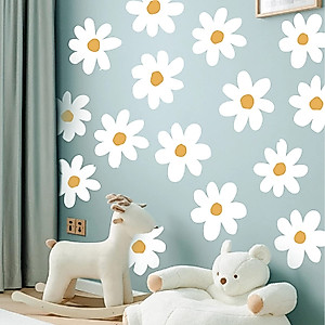 16 PCS Big Daisy Wall Decals Peel and Stick White Daisy Stickers Flower Wall Stickers Cute Floral Wall Decals for Girls Kids Nursery Bedroom Living Room Playroom Classroom Home Wall Art Decor