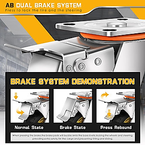 Platform Truck Flatbed Cart Heavy Duty Steel Foldable Push Cart Dolly with 2000Lbs Capacity and Bungee Cords,36 x 24 Large Flatbed Platform Cart with Brake and 6" 360 Degree Swivel Wheels for Moving