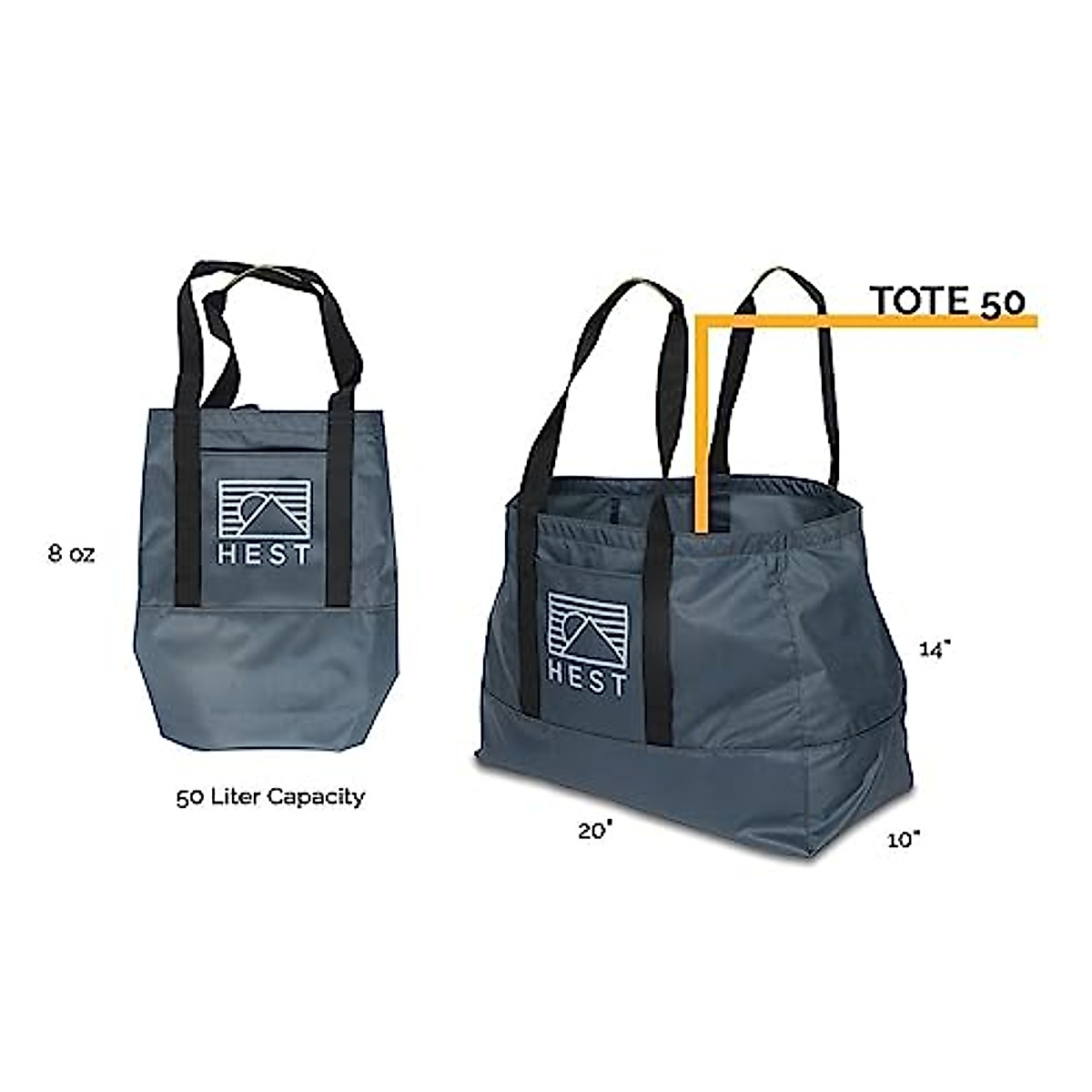 HEST Tote 50 - Camp Carry All Bag - Durable Outdoor Ready Camping Tote Bag - Carry Straps and Exterior Pocket - 50 Liter Capacity