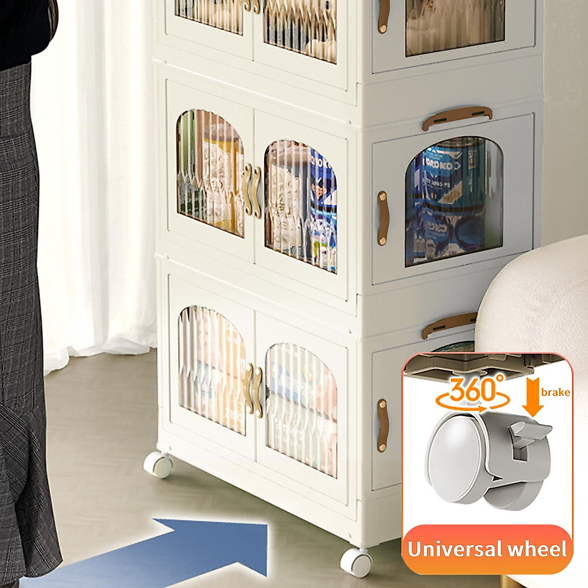 FXTNKYY Storage Bins with Lids,Collapsible Storage Bins for Closet Organizer, Plastic，Stackable，with Wheels for Home Room Storage (4 Pack)