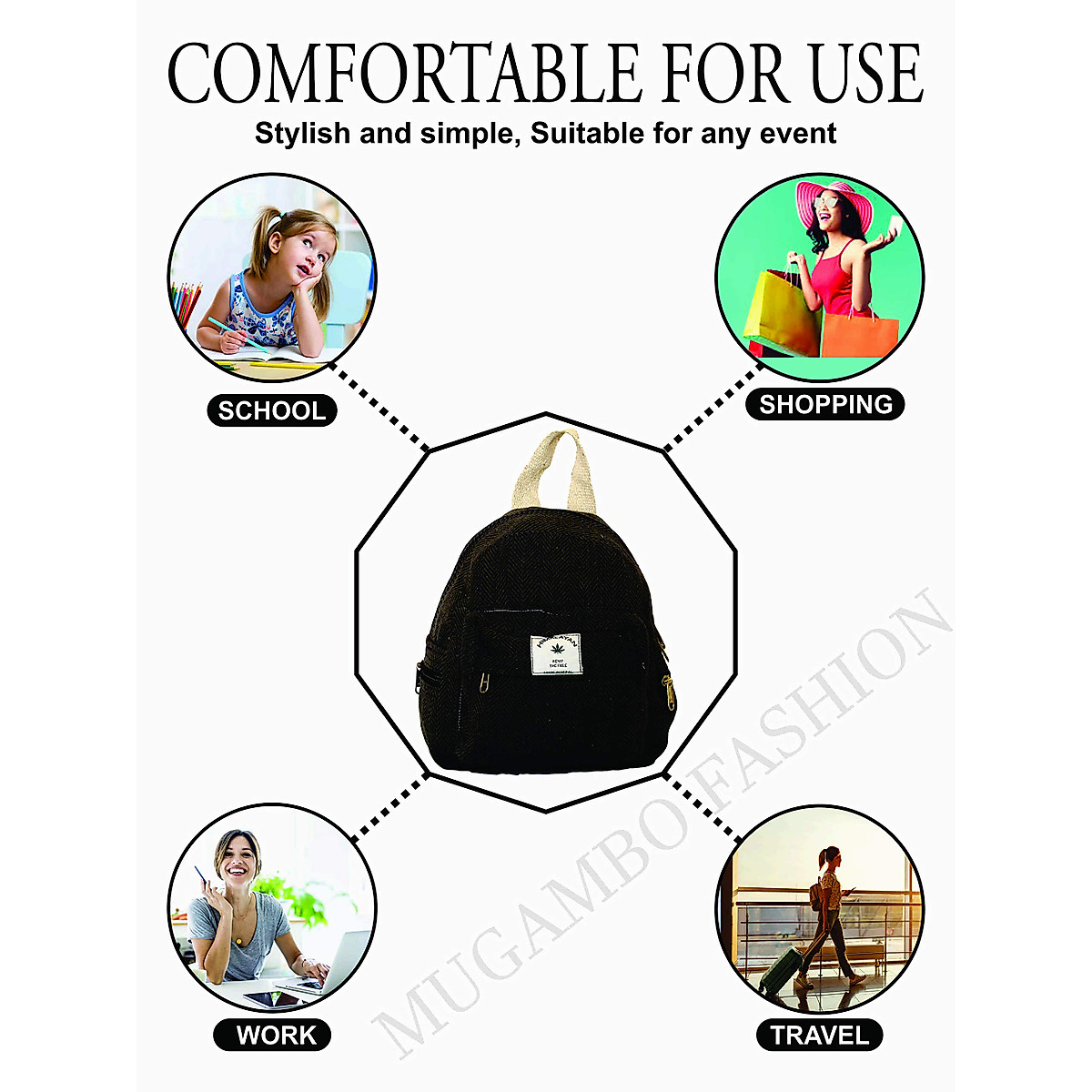 Eco Friendly Mini Backpack For Girls Handmade Hemp Backpack For Women organic Beautiful Small Backpack for girl