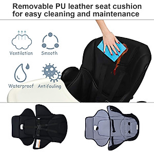 INFANS High Chair for Babies & Toddlers, Foldable Highchair with Multiple Adjustable Backrest, Footrest and Seat Height, Removable Tray, Detachable PU Leather Cushion, Built-in Rear Wheels (Black)