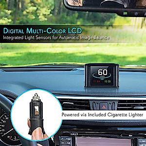 Pyle Universal Vehicle Smart HUD Display - 2.6" Digital Mini Car Dashboard Heads Up Windshield Speedometer Projector System w/ GPS Navigation Compass, Displays Speed, Distance, Time and More - PHUD19
